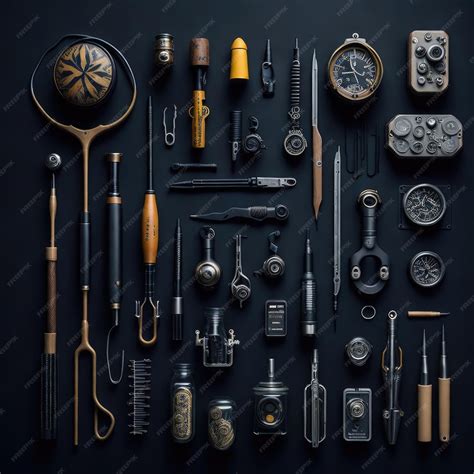 Premium Photo A Collection Of Tools Including A Compass A Clock A Compass And A Clock