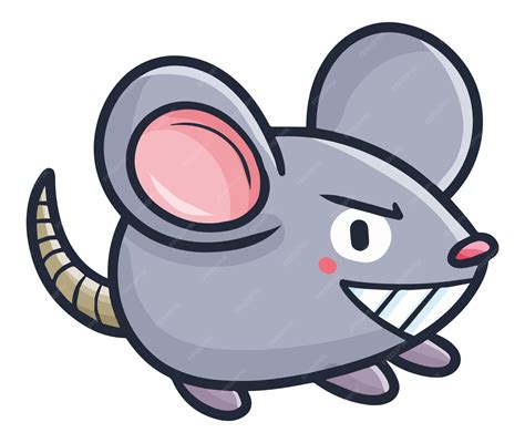 Premium Vector Funny Grey Mouse With Naughty Expression Cartoon