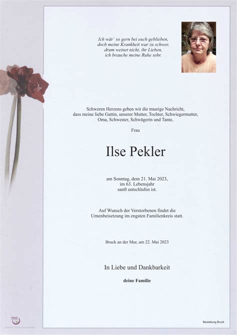 Ilse Pekler • Bestattung Bruck