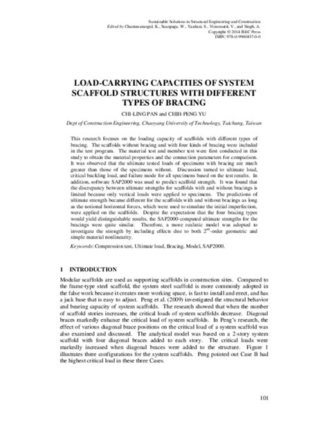 Pdf Load Carrying Capacities Of System Scaffold Structures With