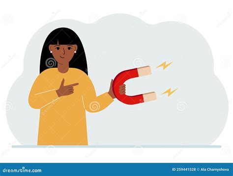 A Woman Holds A Huge Magnet In His Hand Attracts New Customers Money And Ideas Inbound