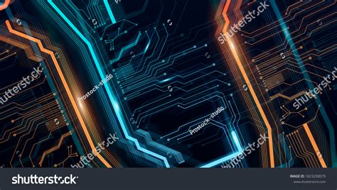 Futuristic Technological Background Glowing Microcircuit Digital Stock Illustration 1823290079