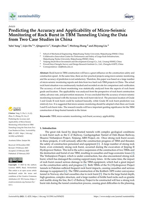 Pdf Predicting The Accuracy And Applicability Of Micro Seismic Monitoring Of Rock Burst In Tbm