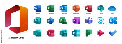 Vector De Stock Microsoft Office Icons Application Logos Big Set Vector Word Excel Outlook