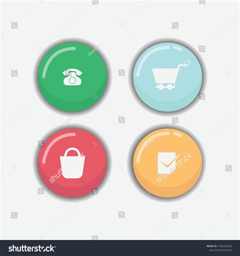 Shiny Cute Web Buttons Flat Design Stock Vector Royalty Free