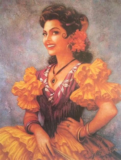 Traditional Mexican Calendar Art Jesus Helguera Beautiful Spanish Girl