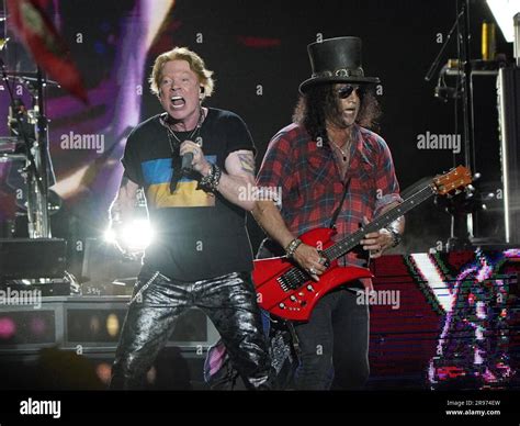 Axl Rose And Slash From Guns N Roses Performing On The Pyramid Stage At The Glastonbury