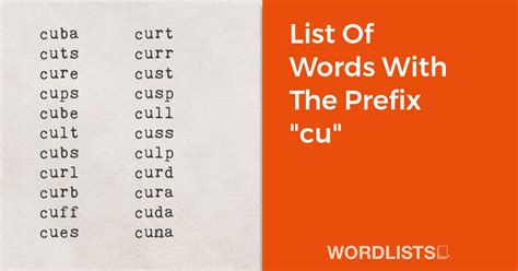 List Of Words With The Prefix Cu