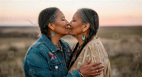 Celebration Of Love Two Mature Native American Women Sharing A Tender