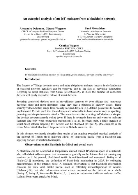 pdf an extended analysis of an iot malware from a blackhole network