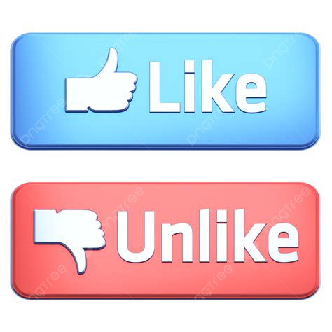 3d Rendered Like And Dislike Buttons On Down Dislike Reflection Png