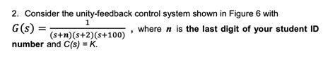 Solved Consider The Unity Feedback Control System Shown Chegg