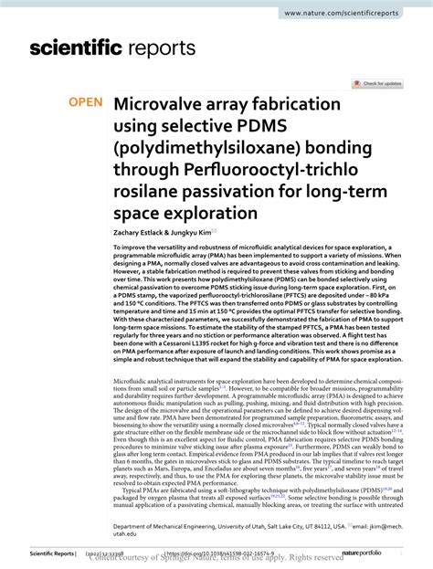 Pdf Microvalve Array Fabrication Using Selective Pdms Polydimethylsiloxane Bonding Through