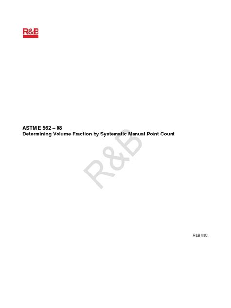 Astm E562 08 Determining Volume Fraction By Systematic Manual Point