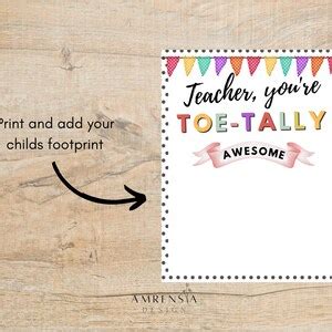 Toe Tally Awesome Teacher T Handprint Art Digital Download Etsy