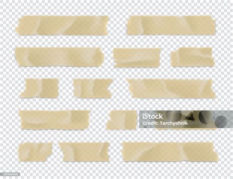 접착제 테이프 세트 투명 한 배경에 격리 된 끈적 끈적한 종이 스트립 벡터 일러스트레이션 개체 그룹에 대한 스톡 벡터 아트 및 기타 이미지 Istock