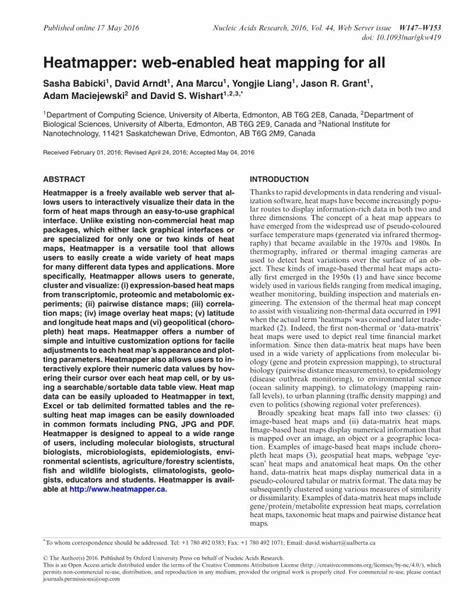 Pdf Heatmapper Web Enabled Heat Mapping For All · Heatmapper Web
