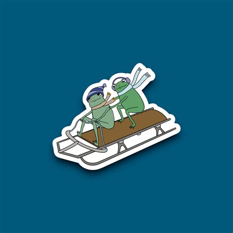 Sledding Frogs Sticker Blue Bison Apparel