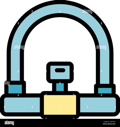 Key Cycling Lock Icon Outline Vector Safety Bicycle Rent Safe Color Flat Stock Vector Image