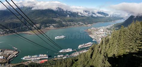 Aerial View Of The Juneau With Cruise Ship Dock As Seen From The Mount