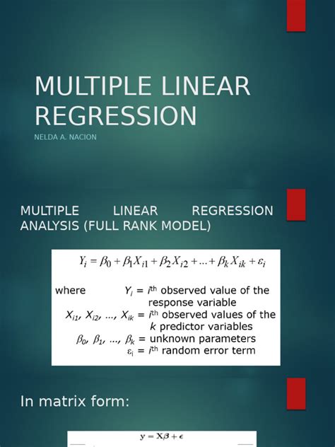 Multiple Linear Regression Analysis Guide Pdf Regression Analysis
