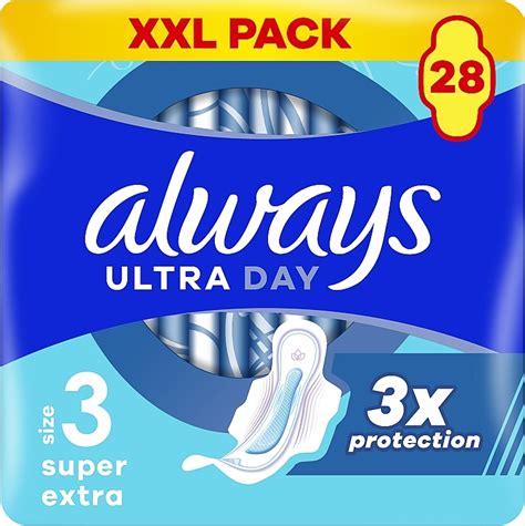 Always Ultra Day Super Extra Sanitary Pads Size 3 28 Pcs Makeup Uk