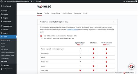 how to reset a wordpress site with or without a plugin