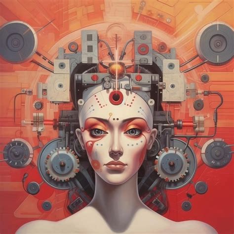 Premium Ai Image A Woman With A Red Face And A Red Background With The Words Gouache On It