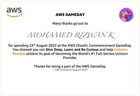 Mohamed Rizwan On Linkedin Aws Awsgameday Comcast
