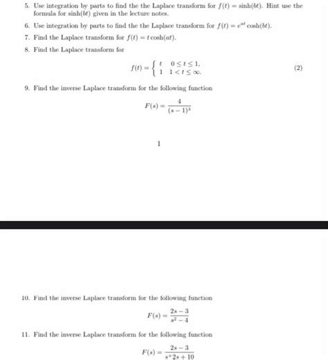 Solved 5 Use Integration By Parts To Find The The Laplace