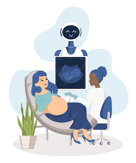 Premium Vector Ai Robot Doctor Futuristic Pregnancy Ultrasound