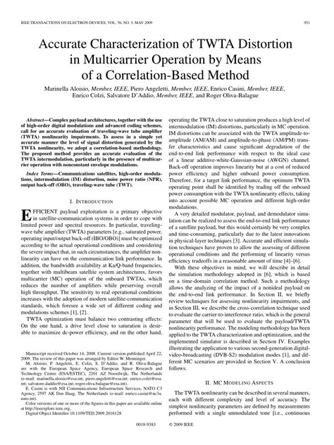 Pdf Accurate Characterization Of Twta Distortion In Multicarrier Operation By Means Of A