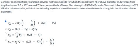 Solved Consider An Aligned Fiber Reinforced Polymer Matrix Chegg