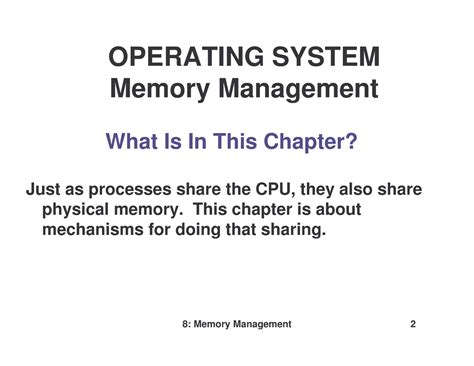 Operating System Memory Management What Is In This Chapter Just As Processes Share The CPU