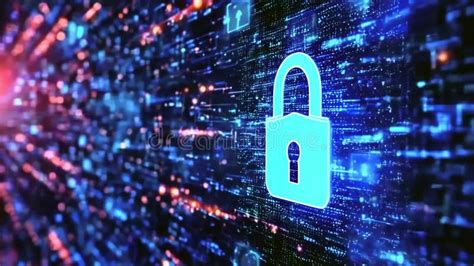 Abstract Digital Lock On Glowing Circuit Board Representing Cybersecurity And Data Protection