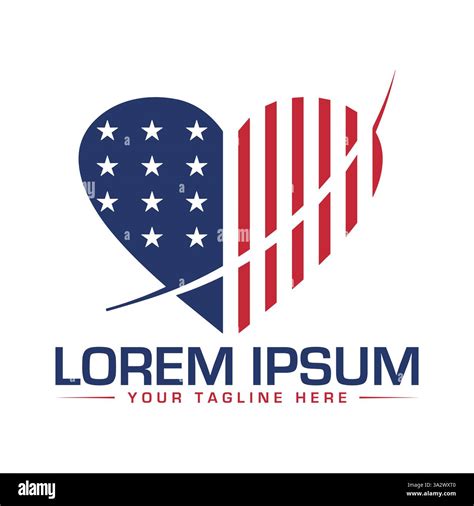American Flag With Love Combine Logo Design Stock Vector Image And Art
