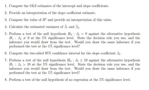 Solved An Econometrics Student Is Using Data For A Sample Of