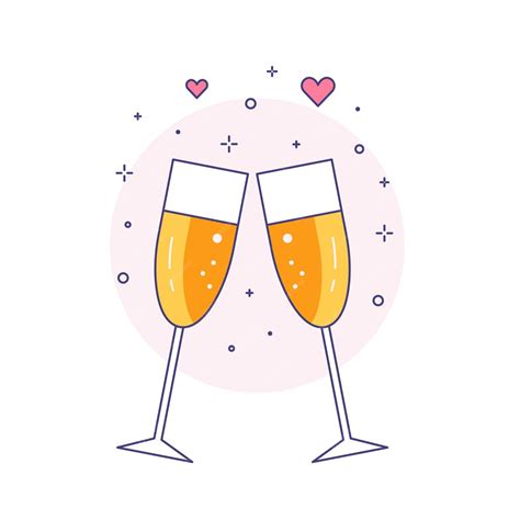Premium Vector Two Glasses Of Champagne Line Art Icon