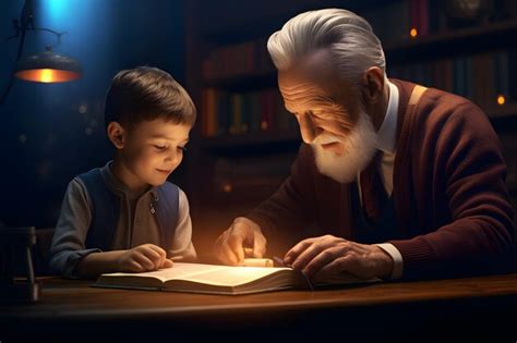 Premium Photo Intergenerational Bonding Over Ai Insights