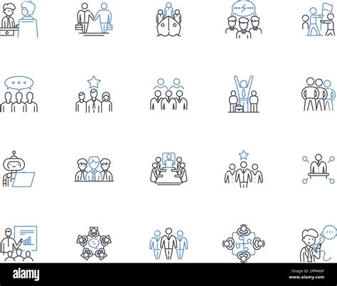 Fellowship Business Line Icons Collection Alliance Unity Bond Partnership Association