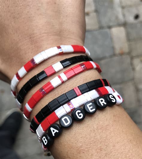 Miyuki Tile Glass Bead Adjustable Bracelets To Cheer On The Wisconsin