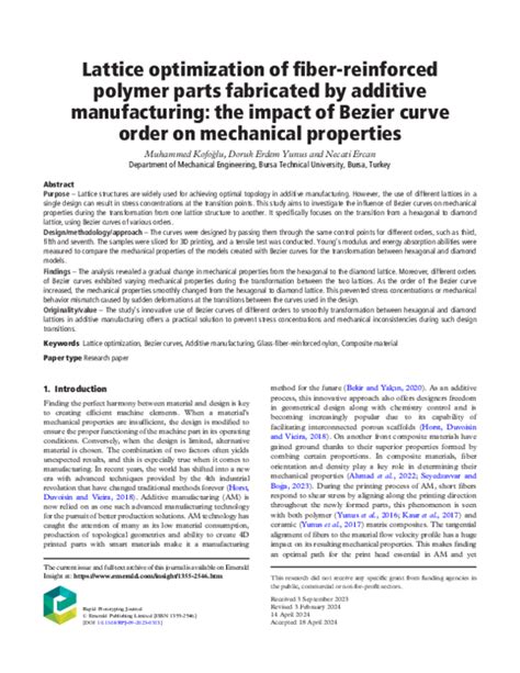 Pdf Lattice Optimization Of Fiber Reinforced Polymer Parts Fabricated By Additive