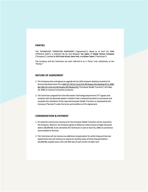 Transition Services Agreement Template