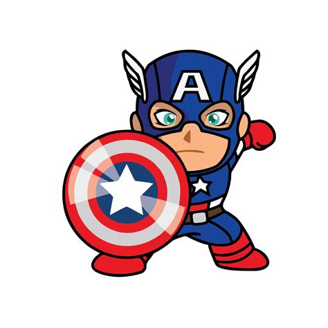 Cute Captain America Marvel 22026298 Vector Art At Vecteezy