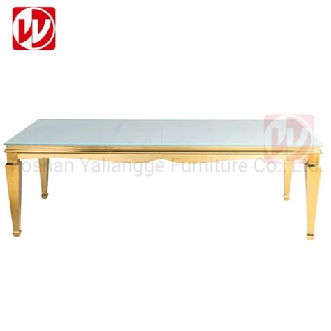 Modern Luxury Hotel Banquet Folding Table White Glass Romantic Wedding Rectangular Restaurant