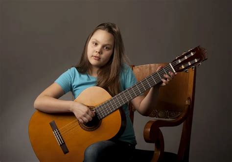 Beautiful Topless Blond Girl With Guitar Stock Photo Konstantin32