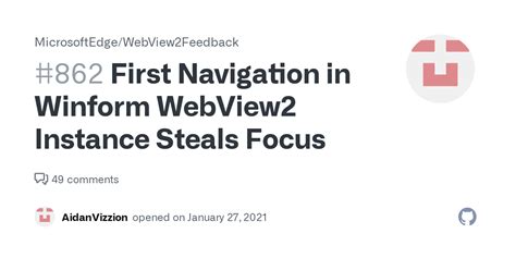 First Navigation In Winform WebView Instance Steals Focus Issue MicrosoftEdge