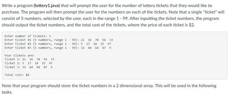 Solved Write A Program Lottery1java That Will Prompt The