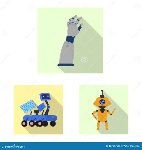 Vector Design Of Robot And Factory Icon Set Of Robot And Space Stock Symbol For Web Stock