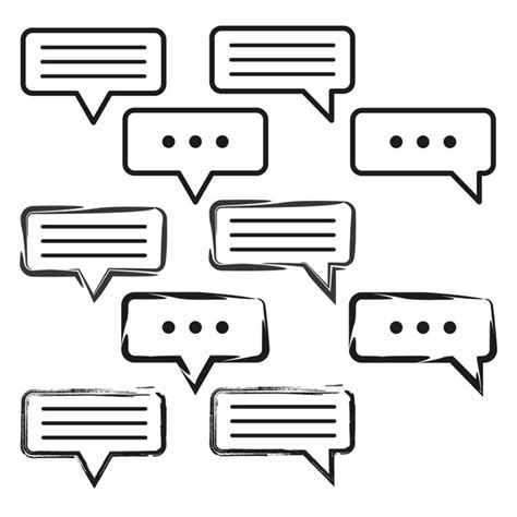 Speech bubble icons Chat message symbols Black and white vector Communication elements set ...